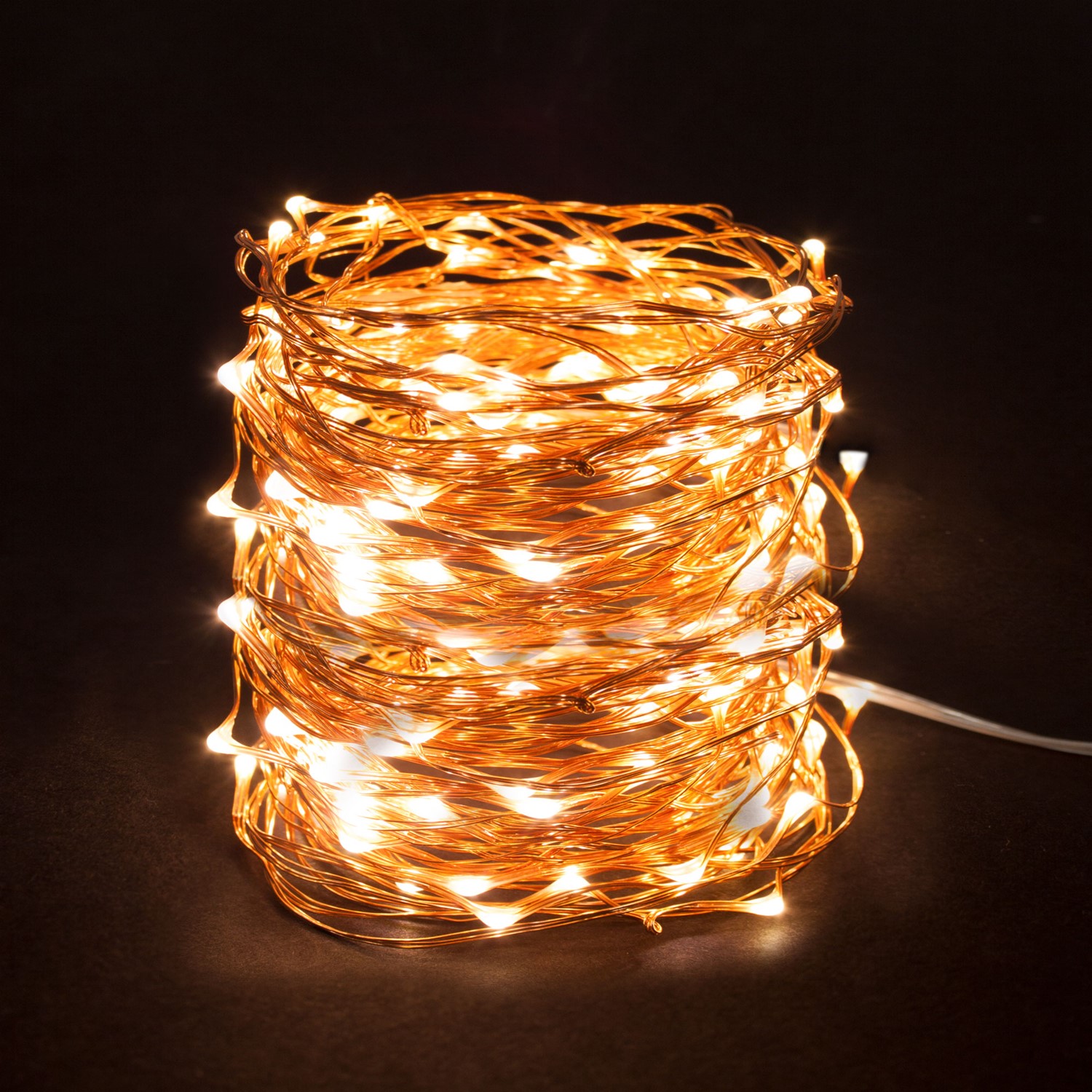 4U - miniature light - 20 m - 200 warm white micro leds - copper wire ...