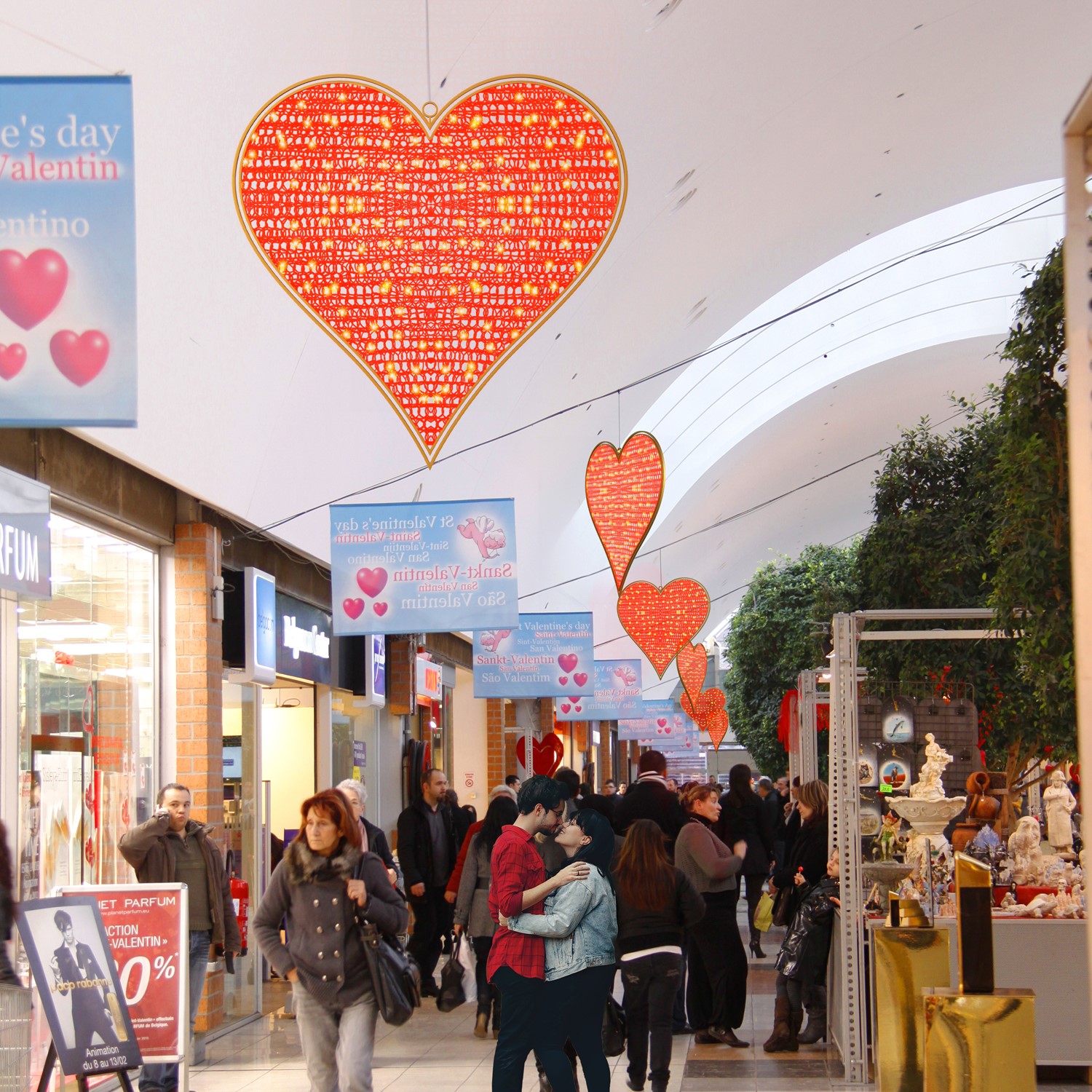 Illuminated Heart "Alba" (no powercord) - warm white leds - 50 x 50 cm ...